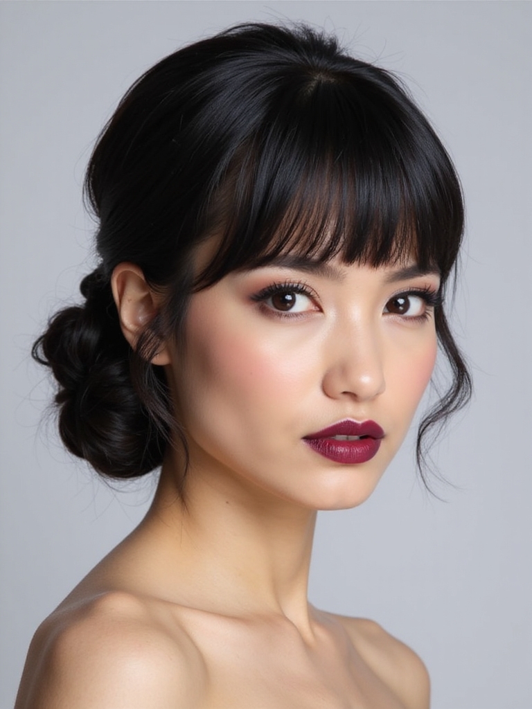17 Updo Hairstyles With Bangs Flattering Every Face Shape