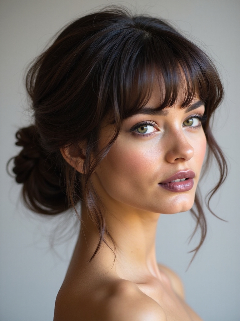 17 Updo Hairstyles With Bangs Flattering Every Face Shape